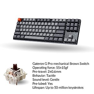 Keychron K8 Tenkeyless Wireless Mechanical Keyboard for Mac, RGB Backlight, Bluetooth, Multitasking, Type-C Wired Gaming Keyboard for Windows with Gateron G Pro Brown Switch