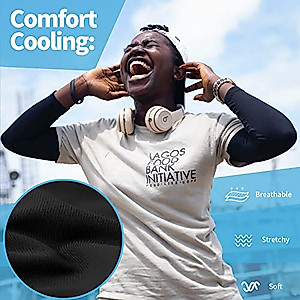 YESLIFE Black UPF 50 Cooling Sports Arm Sleeve for Women, Men & Kid, UV Sun Protection Arm Sleeves for Men & Women - Tattoo Cover Up