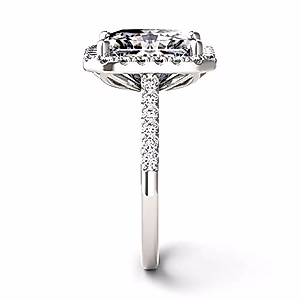 Charles & Colvard Created Moissanite 10x8mm Radiant Cut Engagement Ring for Women | 4.41 cttw DEW | Lab Grown | Solid 14K White Gold with Rhodium | Size 7