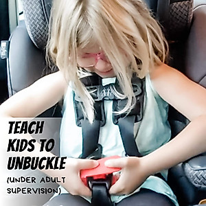 UnbuckleMe Car Seat Buckle Release Tool - Easy Opener Aid for Arthritis, Long Nails, Older Kids - Button pusher for infant, toddler, convertible 5 pt harness car seats - As Seen on Shark Tank (Red)