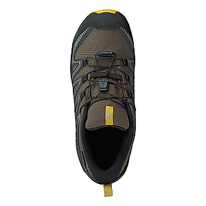 Salomon Kid's XA PRO V8 CLIMASALOMON Waterproof Trail Running Shoes, Olive Night/Black/Sulphur, 5 Big Kid