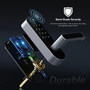 Dermum Smart Lock, Keyless Entry Door Lock, Smart Door Lock, Smart Lock for Front Door, Door Lock with Keypad, Fingerprint Door Lock, Biometric Door Lock, Digital Door Lock with Handle