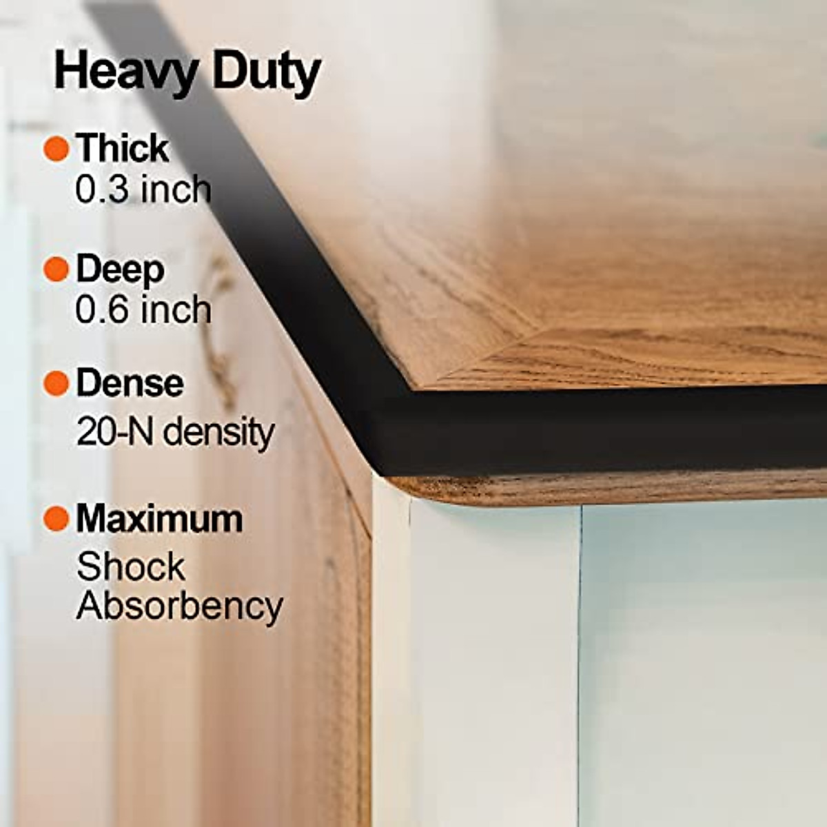 Baby Proofing Edge and Corner Guards, Safety Furniture Bumper with 3M Double-Sided Tape,16.40ft Edge + 4 Pre-Taped Corners Baby Corner Protector for Fireplace, Table, Stair, Cabinet, (Black)