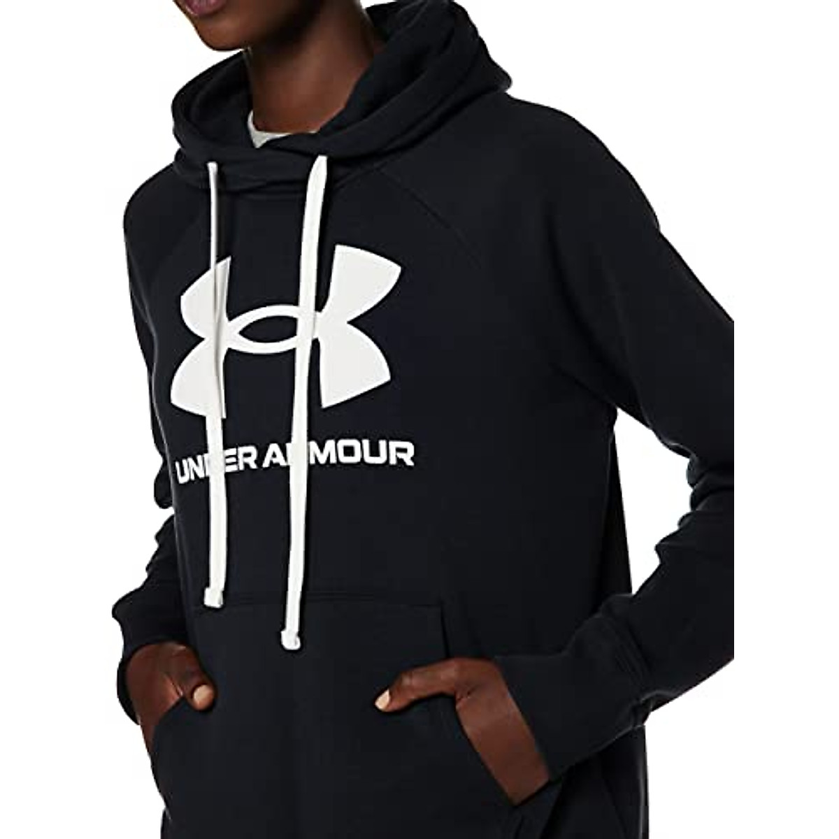 Under Armour Women's Rival Fleece Logo Hoodie , Black (001)/White , Medium