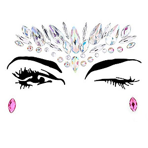 6 Sets Women Mermaid Face Gems Glitter,Rhinestone Rave Festival Face Jewels,Crystals Face Stickers, Eyes Face Body Temporary Tattoos