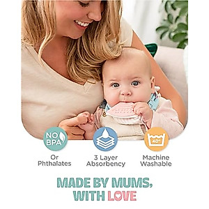 Cheeky Chompers Neckerchew Teething Bib (Preppy Stripes), 2-in-1 Bandana Style Dribble Bib w/Food Grade Silicone Teether, Baby & Toddler, Innovative Dimple Design Soothes Gums, 3-Layer Absorbent Bib