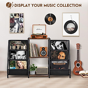 Record Player Stand with Vinyl Storage, Record Player Table with Vinyl Record Storage Holds 220 Albums, Turntable Stand with Record Holder Vinyl Display Shelf, Record Player Cabinet for Living Room