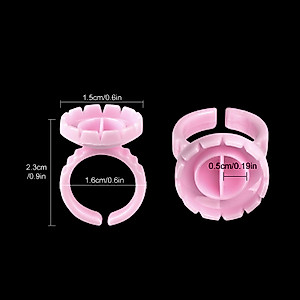 MEKK Glue Rings 100PCS Glue Rings for Eyelash Extension Lash Extension Supplies Disposable Lash Extension Supplies Fanning Blossom Cups for Eyelash Extension(Pink)…