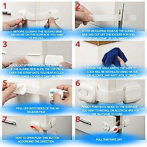 Goodv Baby Proof Cabinet Locks - 6 Pack Adjustable Child Safety Straps Used for Drawer Door Fridge Oven Toilet Seat Kitchen Cupboard Appliance Trash Can with 3M Adhesive