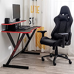MJWDP Computer LaptopTable Style Computer Desk with 2 Tier Shelf Gaming Desk Writing Table for Home Office Studying Living Room