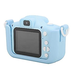 Kids Camera, 12MP Front and Back Dual Cameras Camera with Silicone Case Selfies Childrens Camera Toy with 2.0in IPS Screen Cute Cartoon Mini Camera(Blue)