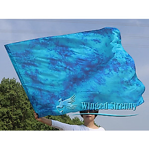 Winged Sirenny Porphetic Praise Dance Worship Flex Flags, 50" Rectangular Dance Ministry Streamer (Blue Moon)