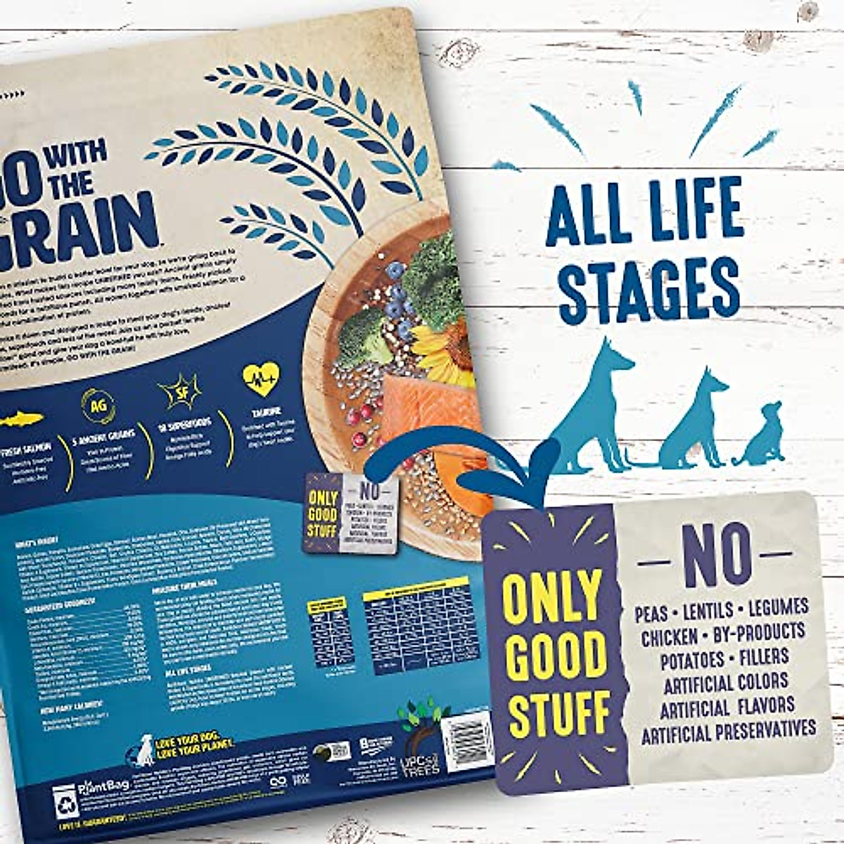 Unrefined Smoked Salmon with Ancient Grains & Superfoods Dry Dog & Puppy Food, 12.5 lb.