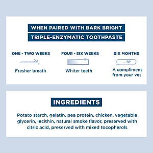 BARK Bright Dental Sticks for Medium Dogs Chews, 15.87 oz., Count of 30