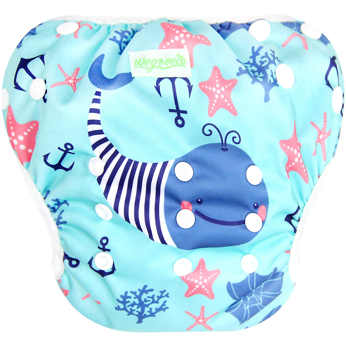 wegreeco Baby & Toddler Snap One Size Adjustable Reusable Baby Swim Diaper (Sea-Elves, Large, 3 Pack)