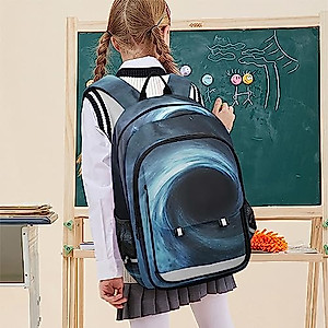 Glaphy Universe Space Black Hole Backpack School Bag Lightweight Laptop Backpack Students Travel Daypack with Reflective Stripes