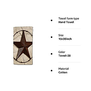 HGOD DESIGNS Texas Star Hand Towels,Rusty Iron Western Texas Star Soft Bath Hand Towels for Bathroom Kitchen Hotel Spa Hand Towels 15"X30"
