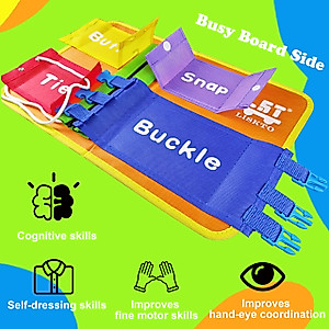 Montessori Toys Busy Board Shoe Tie Practice for Kids: Gift for Toddlers Learn to Tie, Buckle, Lace, Zip, etc.Lead to Independence,Activity Board with Alphabet and Number Tracing