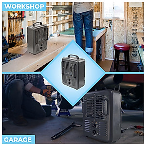 Comfort Zone Milkhouse Style Utility Space Heater with Adjustable Thermostat, Electric, Portable, 3-Prong Plug, Overheat Protection, & Tip-Over Switch, Ideal for Garage or Workshop, 1,500W, CZ798GR3