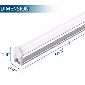 Barrina (Pack of 8) LED T5 Integrated Single Fixture, 4FT, 2200lm, 5000K, 20W, Utility Shop Light, Ceiling and Under Cabinet Light, ETL Listed, with Built-in ON/Off Switch