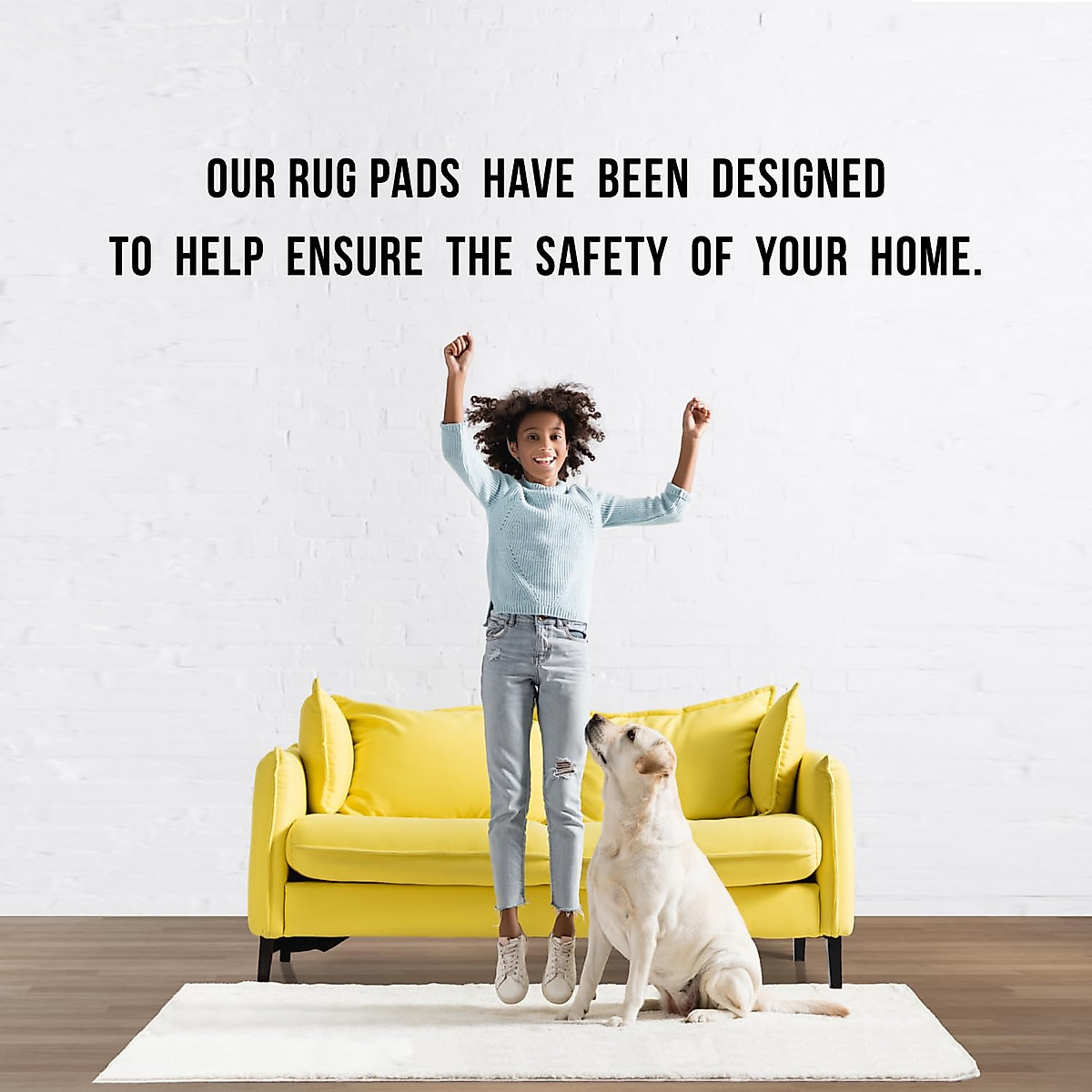 Grip-It Ultra Stop Natural Rubber Non-Slip Indoor Rug Pad on Hardwood Floors 3X5 ft