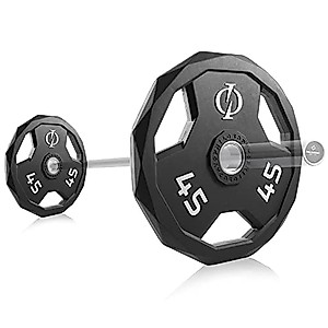 Philosophy Gym Set of 2 Rubber Coated 2-inch Olympic Grip Weight Plates (45 LB Each) for Weightlifting