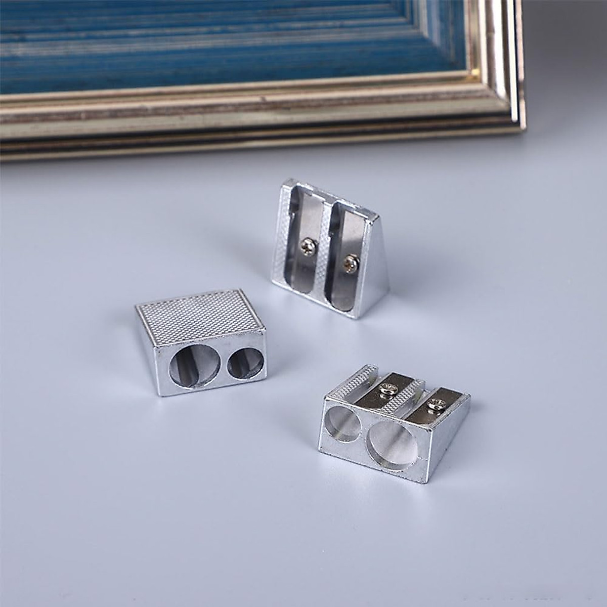 Magnesium Pencil Sharpener Survival,Metal Pencil Sharpener Magnesium, 2-Hole Pencil Sharpener Magnesium Alloy Wedge Profile (6)