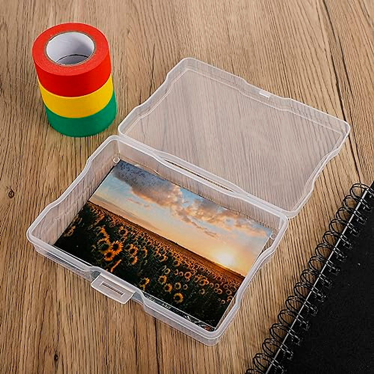 4x6in photo storage box, photo cases and craft keeper with handle,greeting cards organizer kit for Holiday Birthday Get Well Cards Photos, Crafts, Scrapbooking, Paper, Stickers and More(clear)…