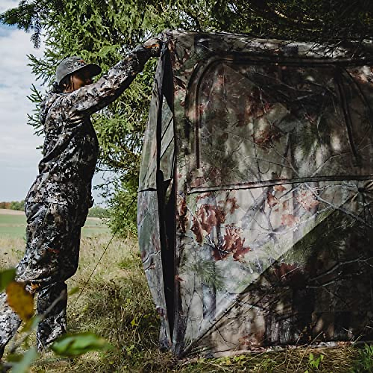 Barronett Blinds BE650BW Beast Pop Up Portable 6 Person Hunting Blind, Bloodtrail Backwoods Camo