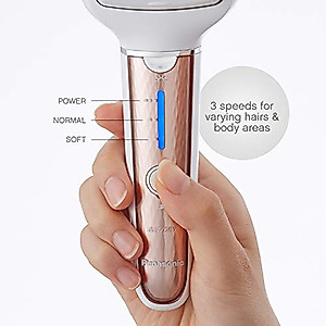 Panasonic, Cordless Shaver Epilator for Women with 5 Attachments Gentle WetDry Hair Removal for Legs Underarms Bikini Face ESEL7AP, White, 1 Count