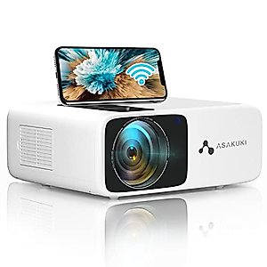 Projector Native 1080P Outdoor WiFi 5G 60Hz, ASAKUKI Game and Movie Proyector 350 ANSI Lumen, Home Theater Mini Video Projector Compatible with Android/iPhone/TV Stick/PC/PS5