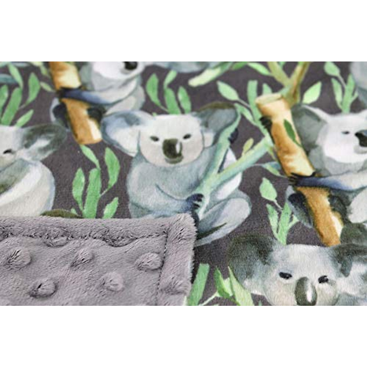 Baby Car Seat Canopy Cover - Bamboo Koala Bears with Grey Minky Dot