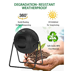 Multifunction Garden Tumbling Composter, Heavy-Duty Fast-Working Compost Bin with Easy-to-use Drain Plugs to Collect Liquid,Black