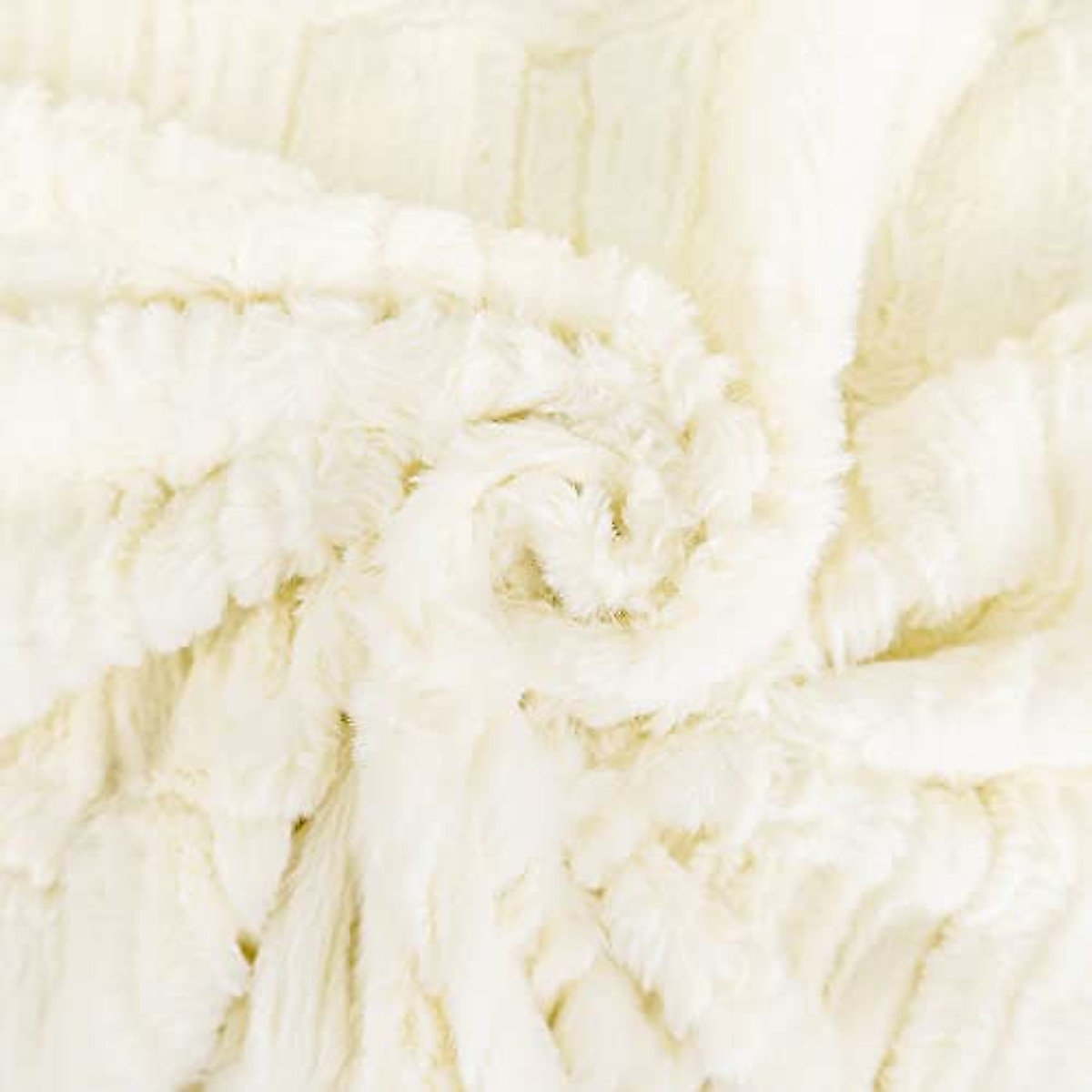 Home Soft Things Ivory Saga Double Sided Faux Fur Throw, 50" x 60", Comforable Soft Cozy Throw Blanket for Chair Bedroom Living Room Sofa Couch Bed Outdoor Travel