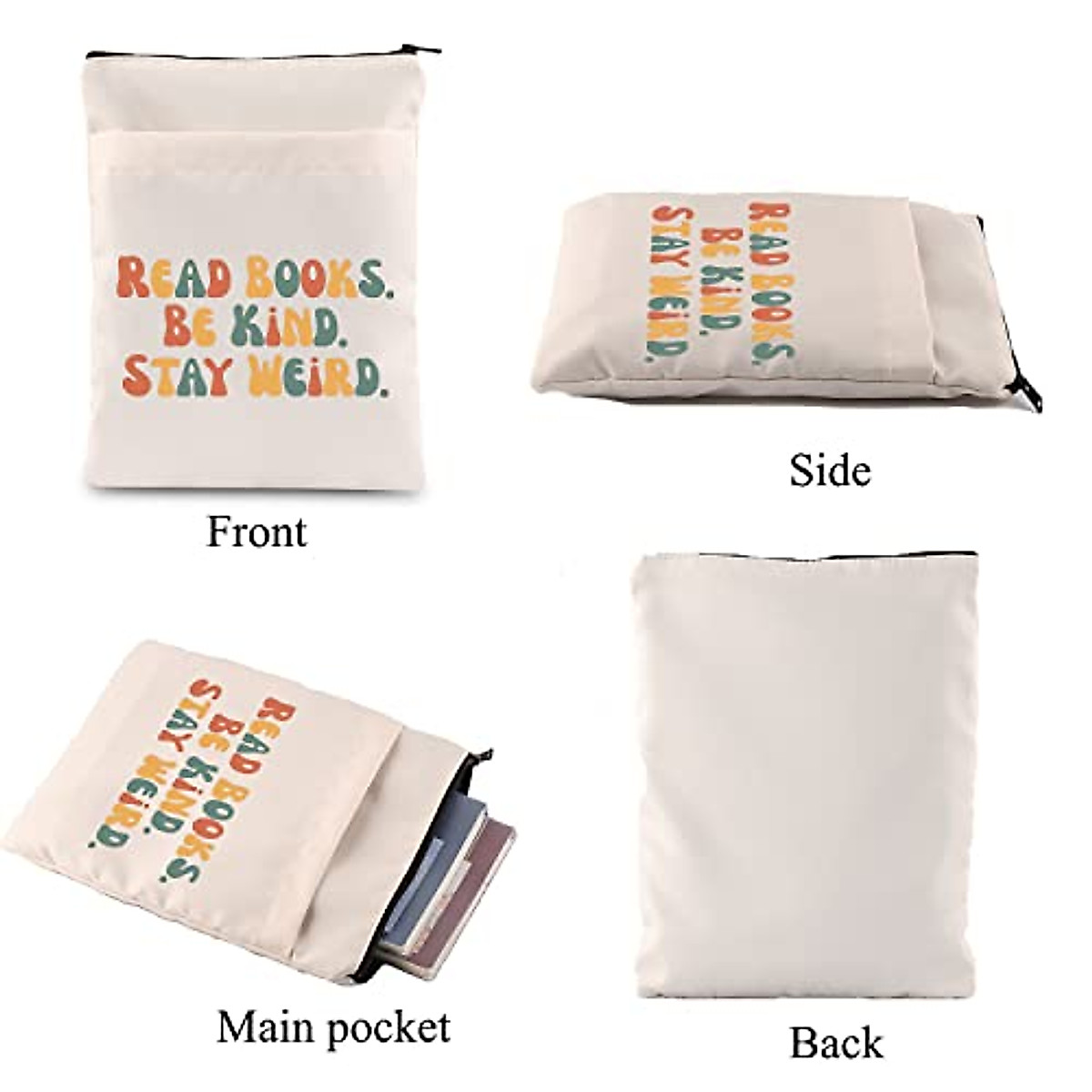 CHOORO Read Books Be Kind Stay Weird Book Love Book Sleeve with Zipper Bookworm Gifts For Book Reader Reading Gift (Stay Weird-B)