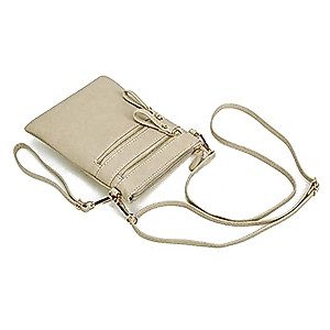 Solene Women's Faux Leather Organizer Multi Zipper Pockets Handbag With Detachable Wristlet Crossbody Bag-WU002(Brick)