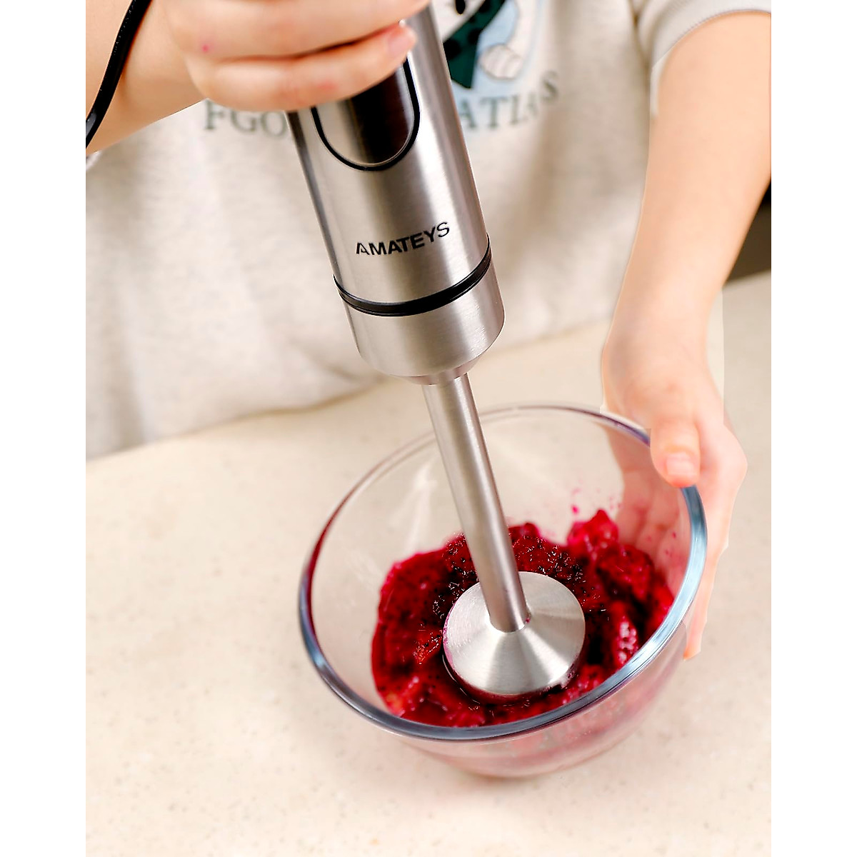 Amateys Immersion Blender,700W Handheld Blender with Heavy Copper Motor,Infinitely Variable Speeds Stick Kitchen Blender,Detachable Stainless Steel Smoothie Blender,for Soup Puree Baby Food Juice