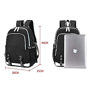 Gmoke Cartoon Canvas Laptop Backpack for Teen, Backpack for Women Men with USB Charging Port. (Blue8)