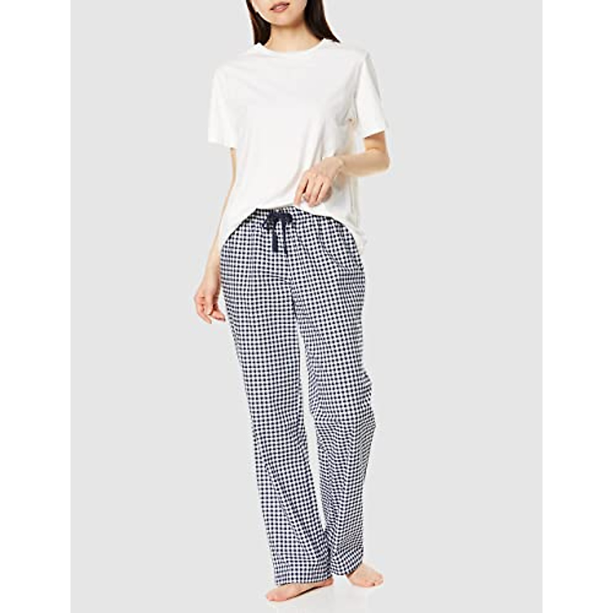 Amazon Essentials Women's Poplin Sleep Pant, Black Gingham, Medium