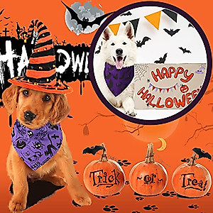 50 Pack Halloween Dog Bandanas Large Girl Boy Dog Bib Dog Scarf Pet Bandana Dog Handkerchief for Large Dogs Accessories Medium Small Puppy Dog Outfit Halloween Festival Birthday Party Supply (Medium)