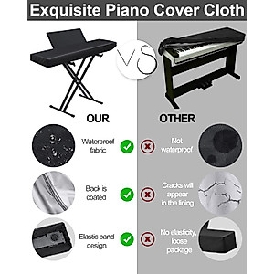 Piano Keyboard Dust Cover, Water Proof Stretchy Electric Piano Keyboard Covers for Digital Electric Pianos, Full Cover Elastic Lock Music keyboard Protector Cover (88 - Keys, Black)