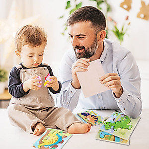 Riccioney 6 Pack Dinosaur Wooden Puzzles for Toddlers Kids Boys and Girls, Educational Puzzle Blocks Toys Preschool Kindergarten Gifts