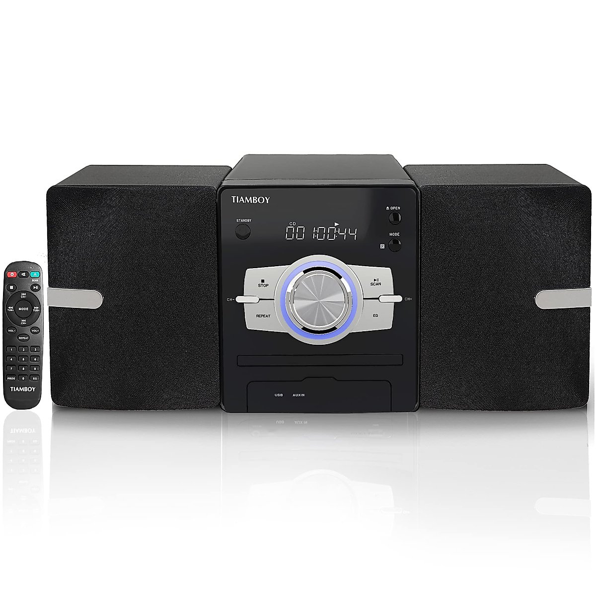Micro CD Stereo Shelf System, 30W RMS Hi-Fi System with CD Player, Bluetooth, USB Playback, FM Radio, AUX-Input, 2-Way Music Crisp-Sound, DSP-Tech