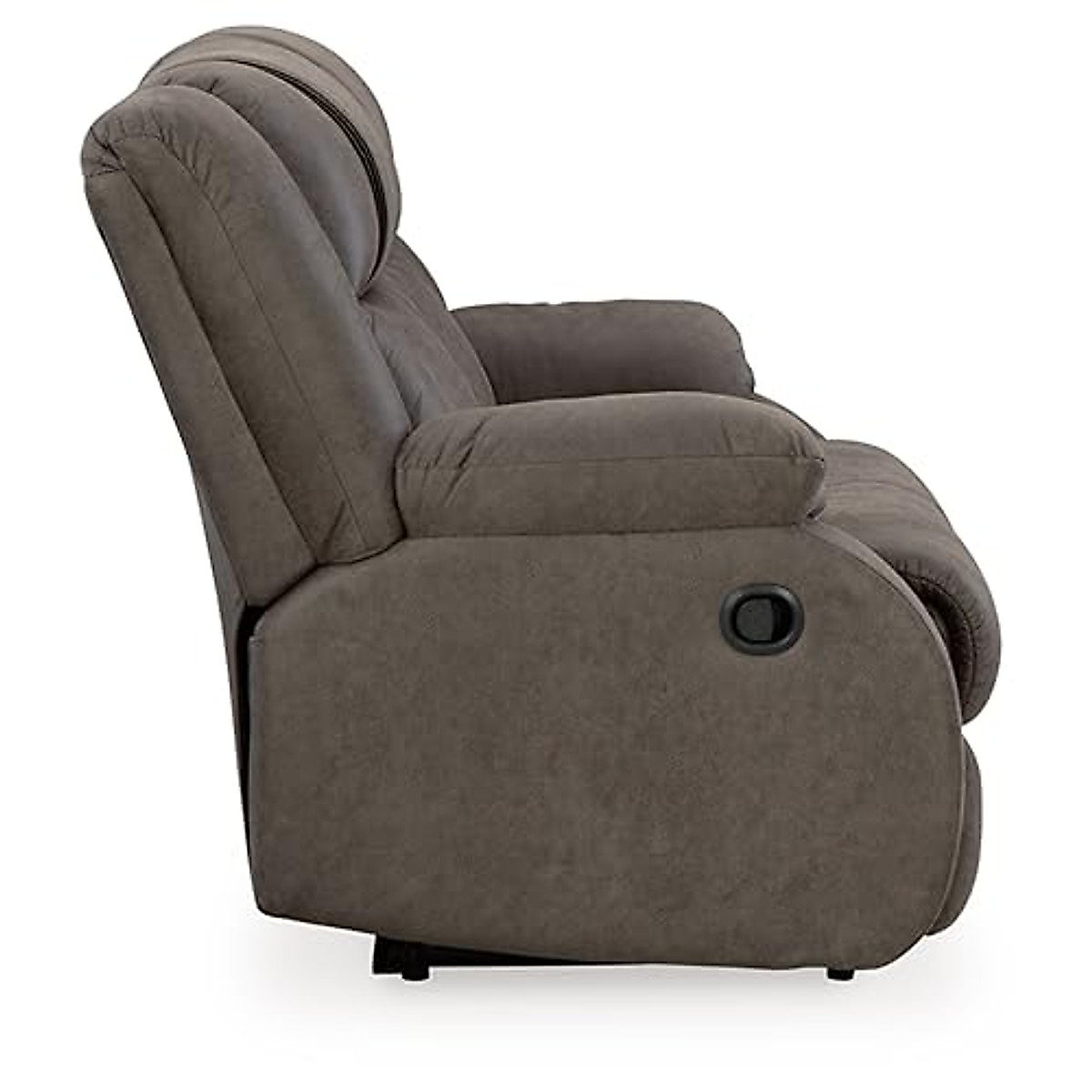 Signature Design by Ashley First Base Contemporary Faux Leather Manual Reclining Loveseat, Gray