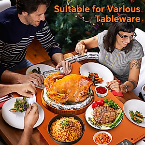 Food Warming Mat, IUIPI Electric Warming Tray with 7 Temperature Settings 2-12H Timer and Child-Lock Fast Full Surface Heating Roll Up Food Warmers for Parties Buffet Gatherings Countertop