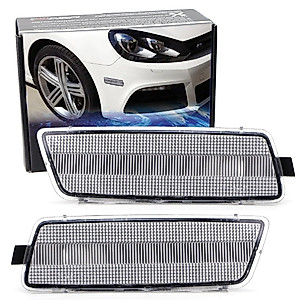 iJDMTOY Clear Lens Front Bumper Side Marker Light Housing Replacements Compatible with Volkswagen 2006-2009 MK5 Golf/GTI Rabbit, 2005-2010 Jetta, 2008 R32, Replace OEM Amber Sidemarker Lamps
