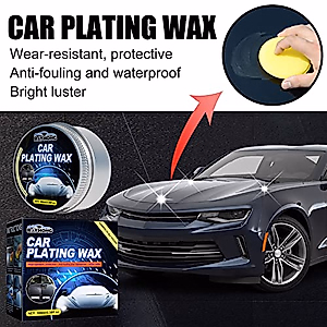 Car Wax Crystal Plating Set, Car Coating Wax Hard Glossy Carnauba Wax Coating Care, Car Scratches Fast Repair with Waxing Sponge & Towel