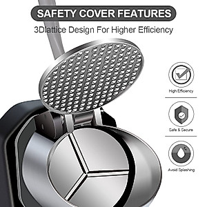 Three Blades Snow Cone Maker Ice Shaver 380W 220lbs/hr Prevent Splash Electric Stainless Steel Shaved Ice Machine Home and Commercial Ice Crushers (Black)