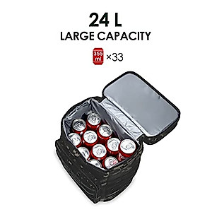Cooler Backpack Insulated Waterproof Leak Proof - TACTICISM Lunch Backpack for Men 33 Cans MOLLE Soft Sided Protable Cooler Bag for Work Beach Camping Fishing Hiking Picnic Kayaking Gear, Black Camo