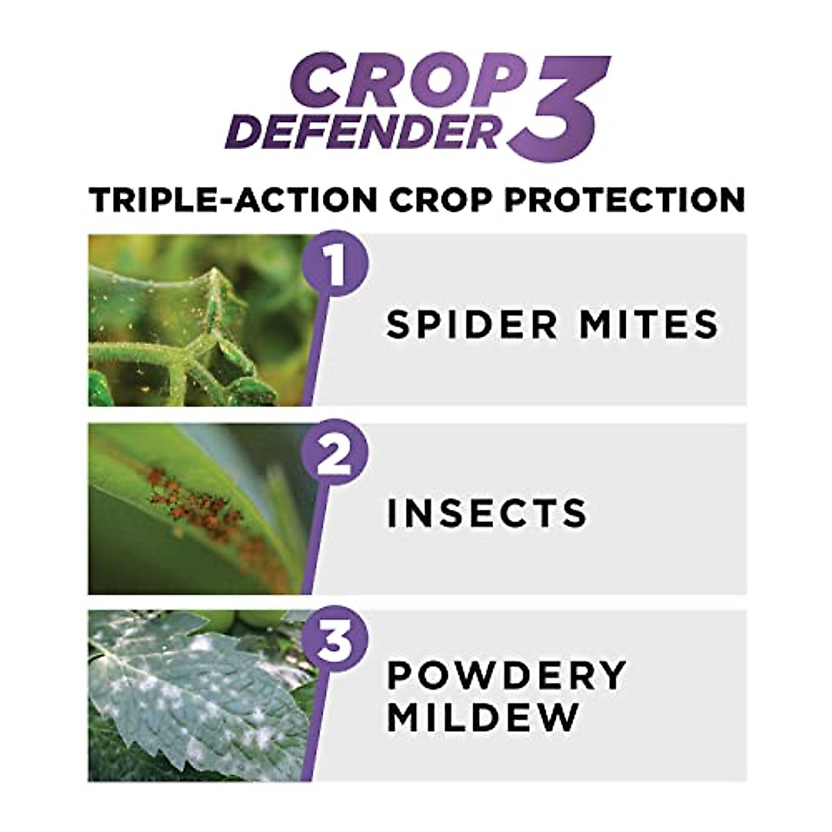 Grower's Ally Crop Defender 3 | Natural, Safe & Organic Insecticide & Fungicide Control for Plants - Powdery Mildew, Spider Mites & Russet Mite Killer – 24 oz Ready-to-Use, OMRI Listed